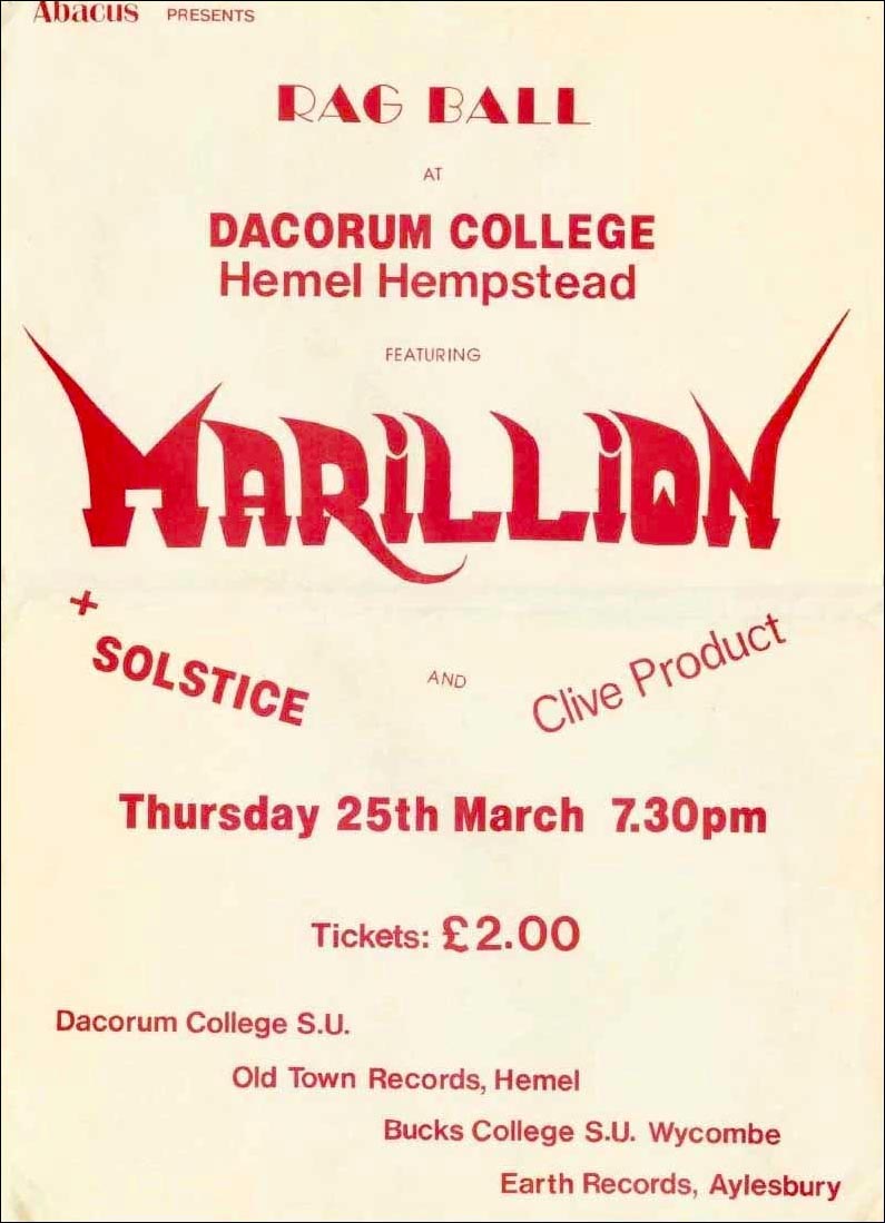 1982 - Marillion Setlists 1980-1988