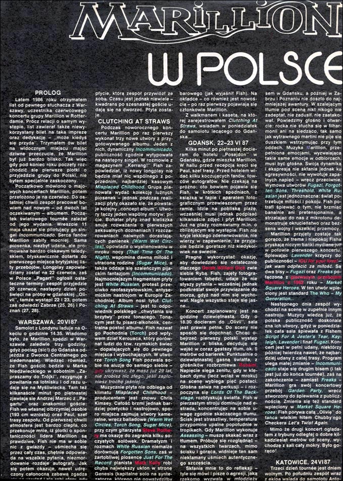 1987 - Marillion Setlists 1980-1988