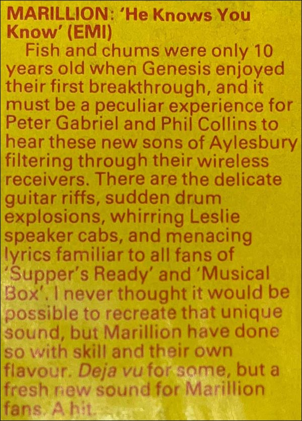 1983 - Marillion Setlists 1980-1988