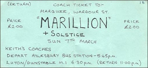 1982 - Marillion Setlists 1980-1988